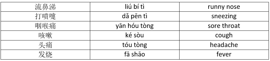 Getting a Cold in Chinese