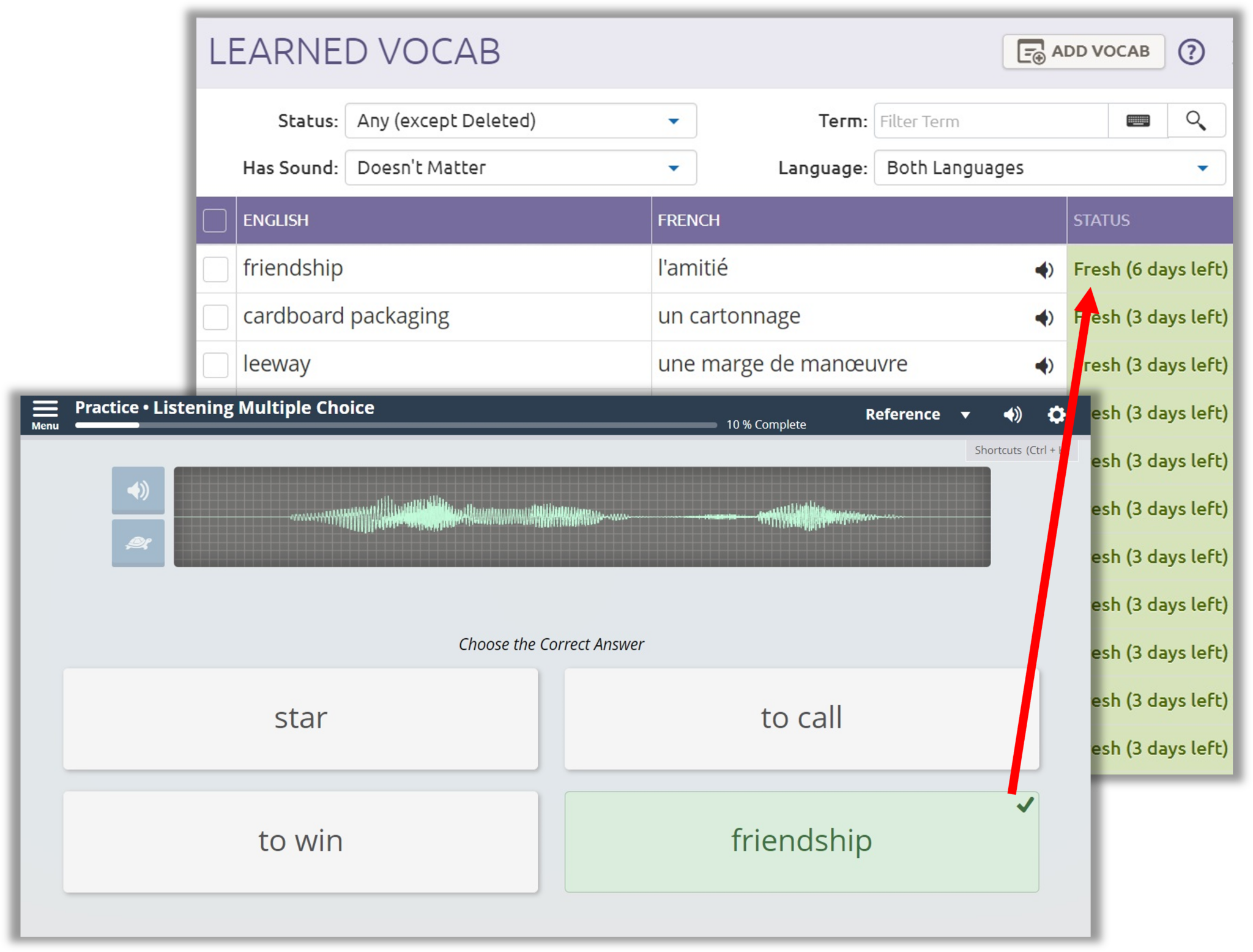 Review your vocabulary using all 4 core skills
