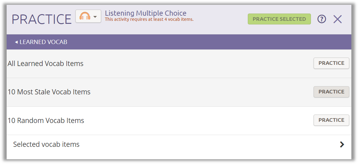 Review your vocabulary using all 4 core skills